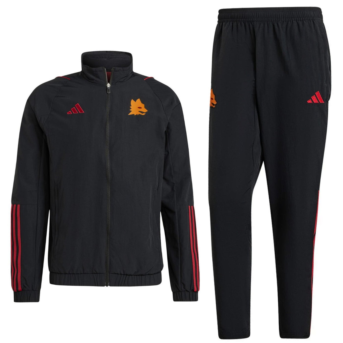 AS Roma black presentation Soccer tracksuit 2023/24 - Adidas ...