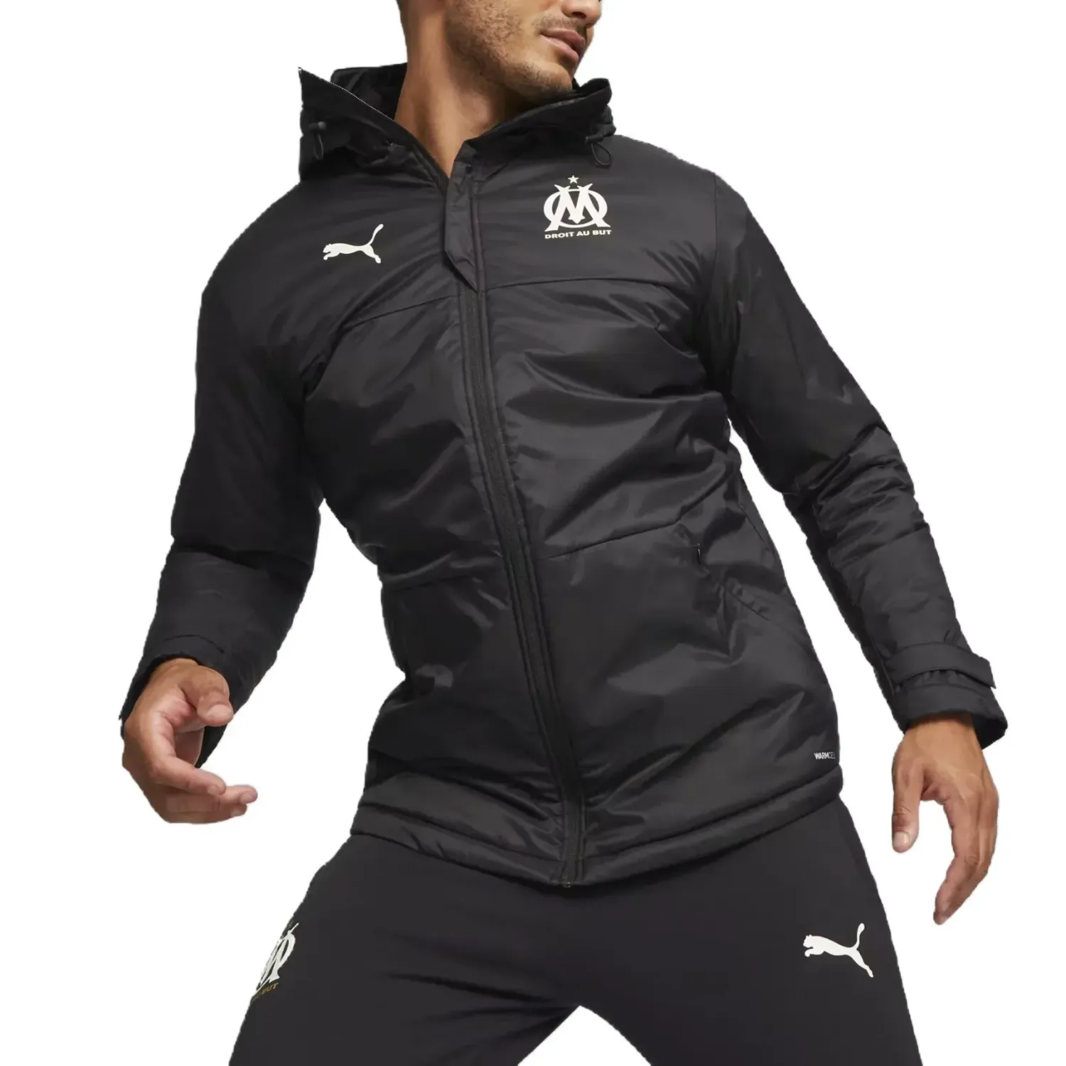 Olympique Marseille black padded bench jacket 2023/24 - Puma ...