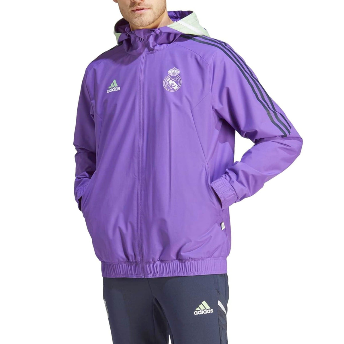 Real Madrid soccer training rain jacket 2023 purple - Adidas ...
