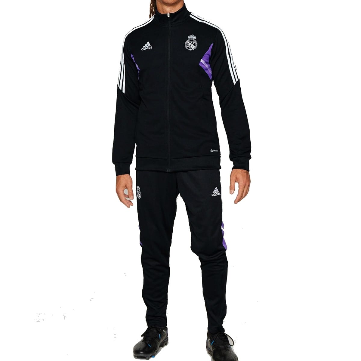 Real Madrid black training bench Soccer tracksuit 2022/23 - Adidas ...