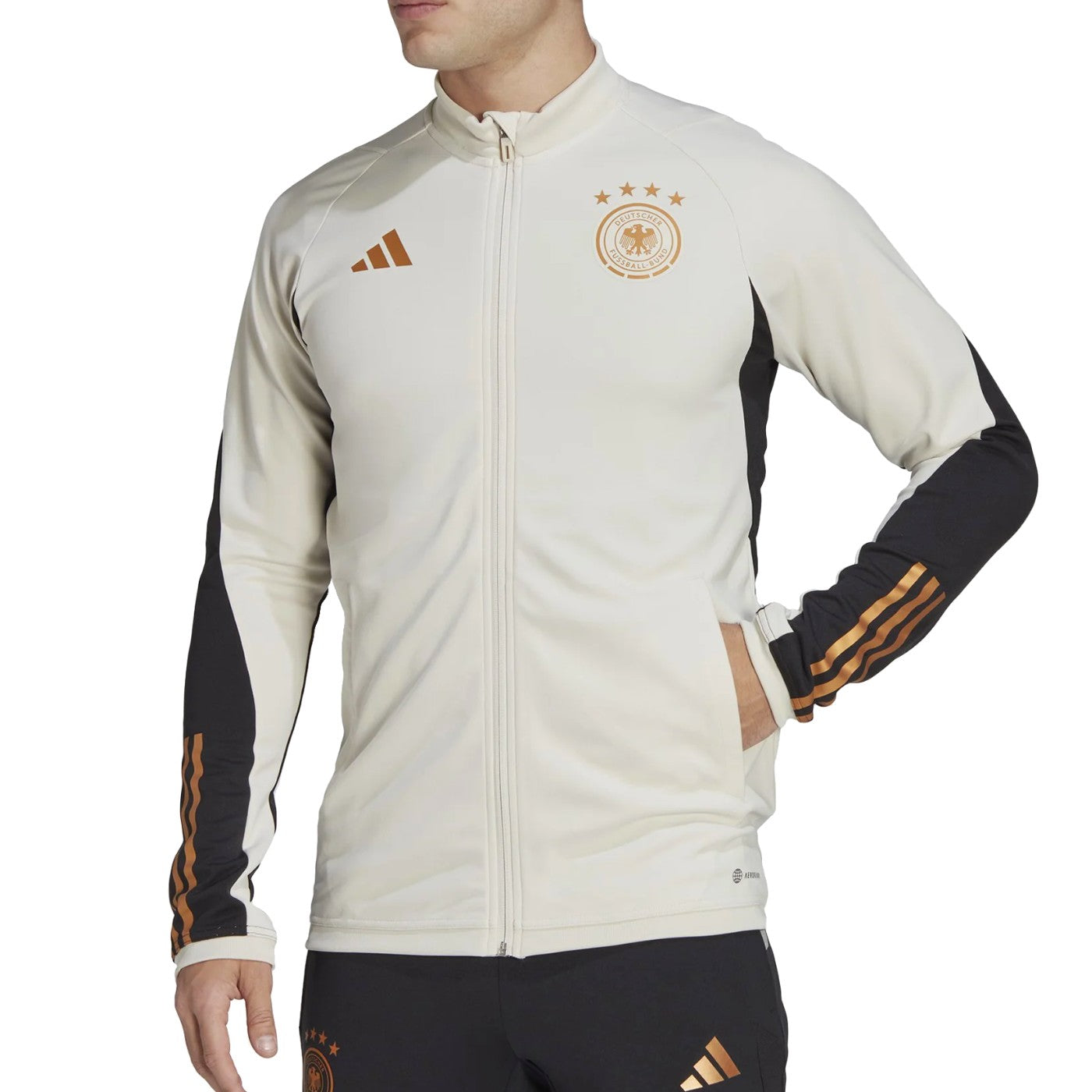 Germany training bench Soccer tracksuit 2022/23 white/black - Adidas ...