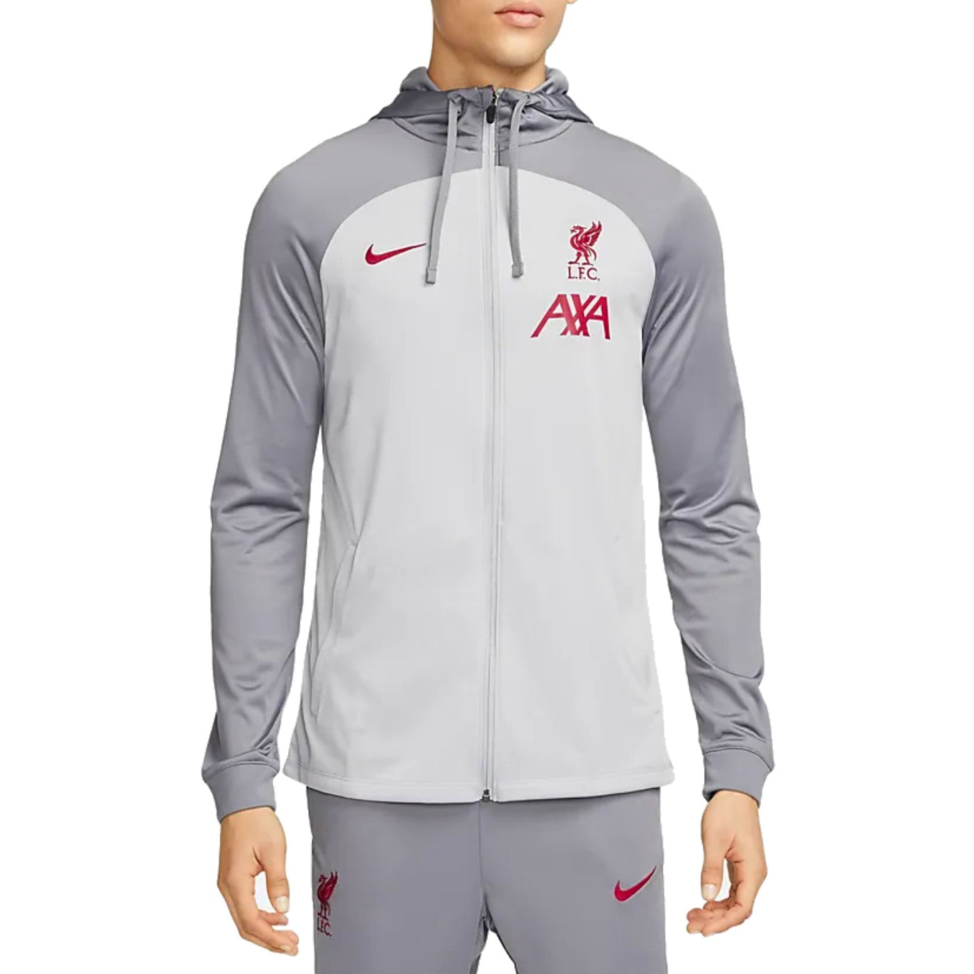Liverpool FC grey training presentation hooded tracksuit 2023 - Nike ...
