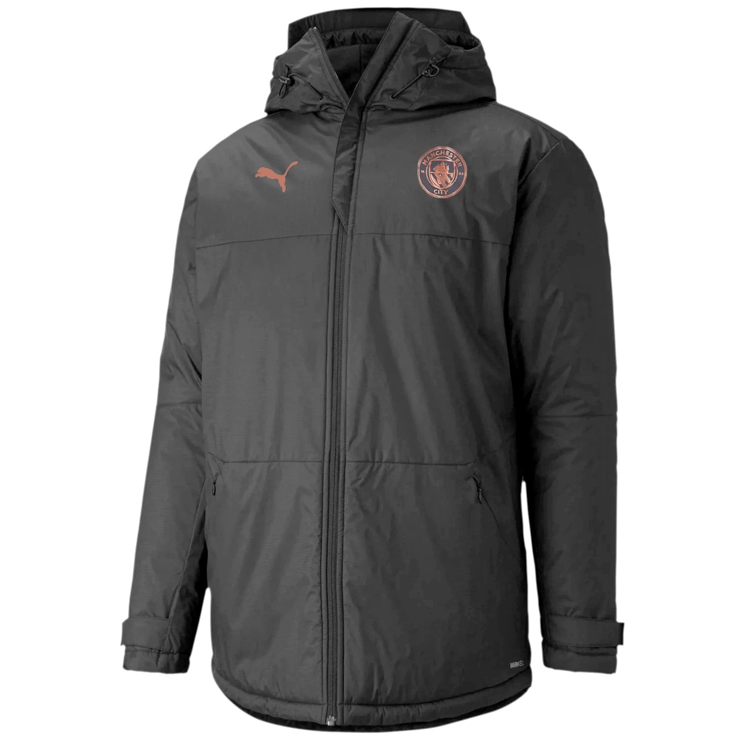 Manchester City soccer bench padded jacket 2021 grey - Puma ...