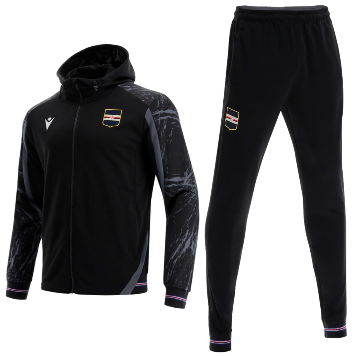 UC Sampdoria black presentation soccer tracksuit 2021/22 - Macron ...